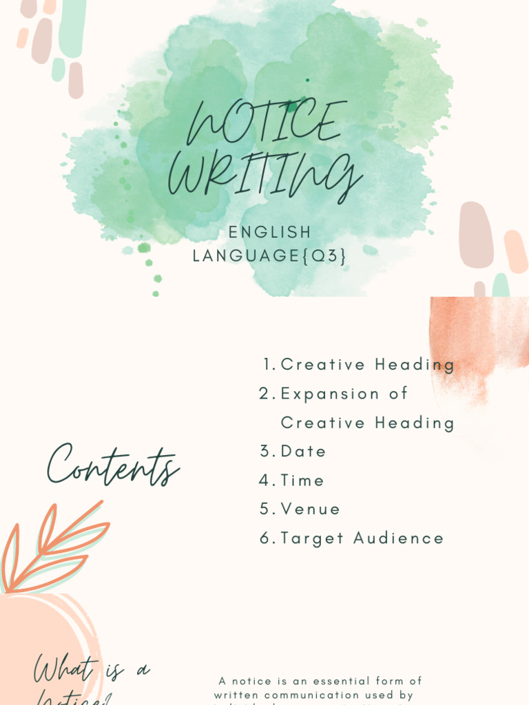 Notice Writing - Icse English 1 | PDF