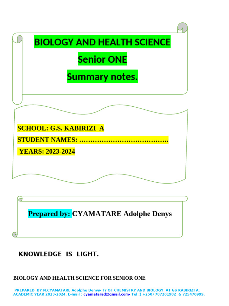 Updated Notes Bio s1 2023-2024 | PDF