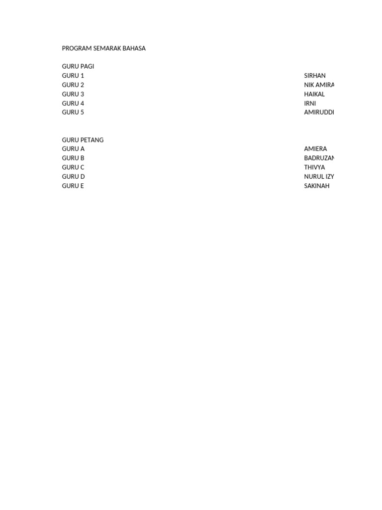 Jadual Semarak Bahasa Bi | PDF