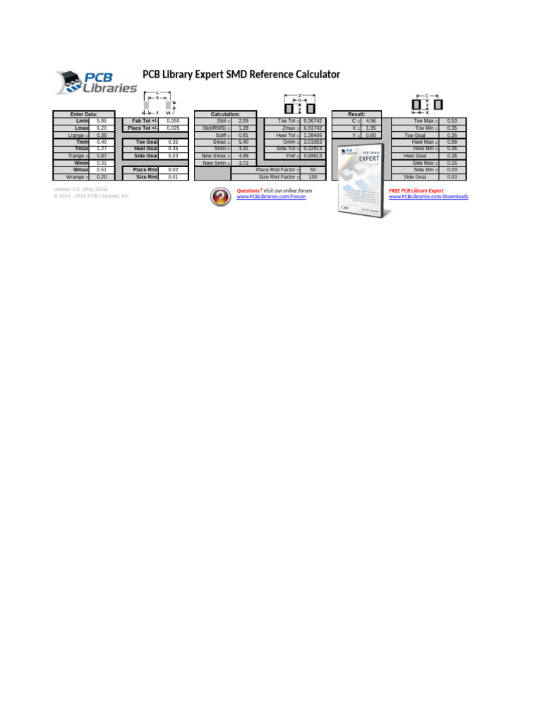 PCB Library Expert SMD Reference Calculator | PDF