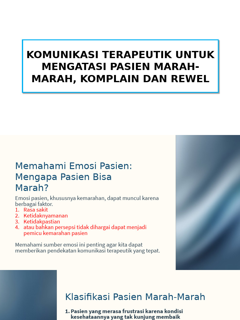 22-04-24-Komunikasi Terapeutik Pasien Marah2, Komplain Dan Rewel | PDF