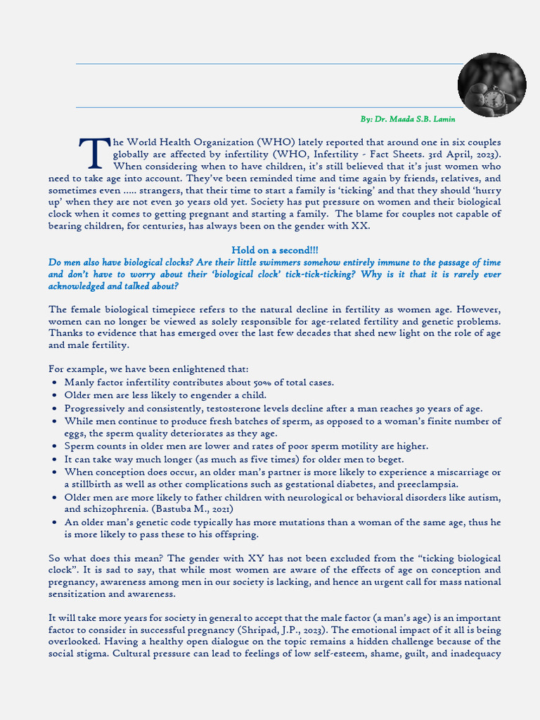 The Male Biological Clock-3 | PDF | Infertility | Self-Improvement