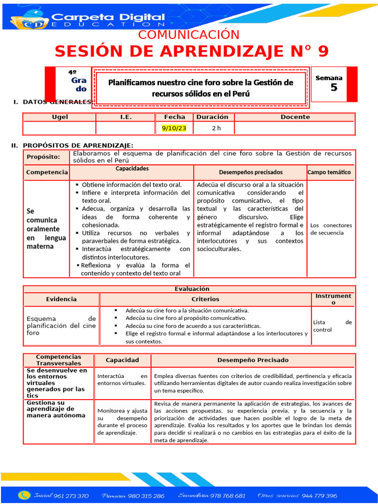 4° Sesión de Aprendizaje Sesión9-Sem4-Exp.6-Comu | PDF