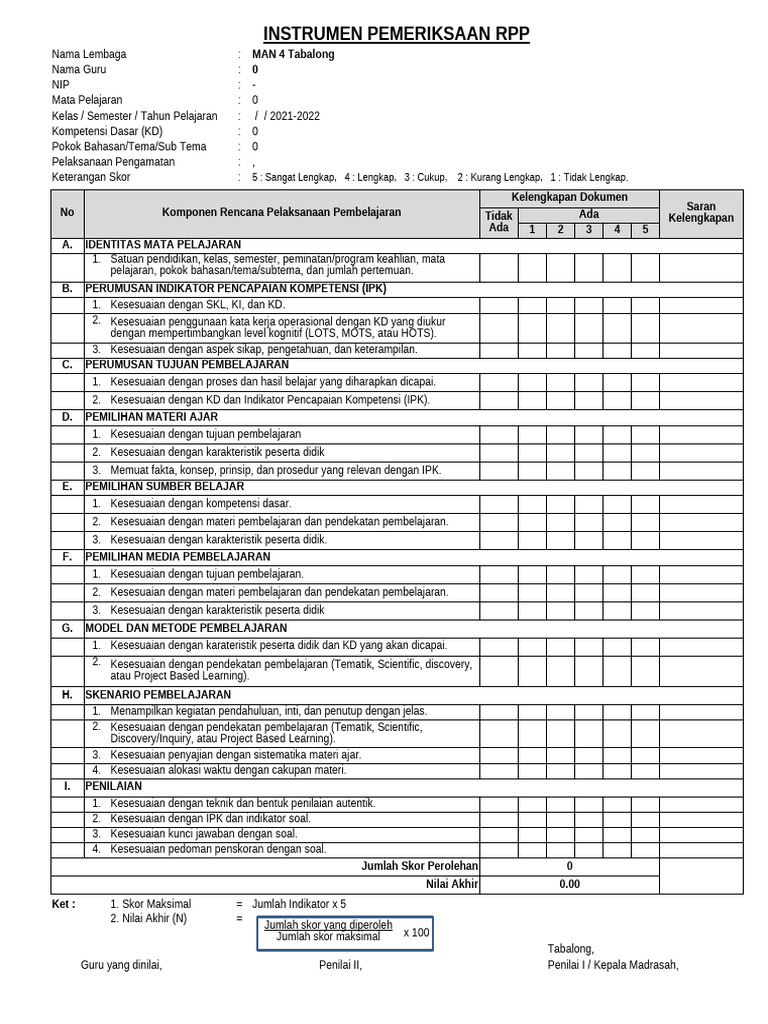 Contoh Aplikasi Supervisi Akademik | PDF