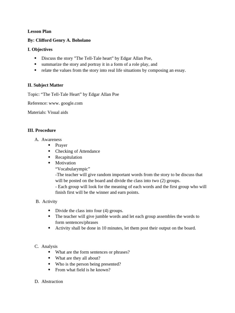 Edgar a.poe.Lesson Plan | PDF