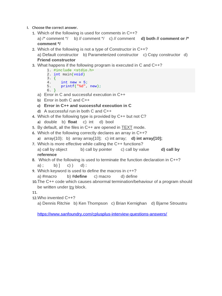 Choose The Correct Answer | PDF