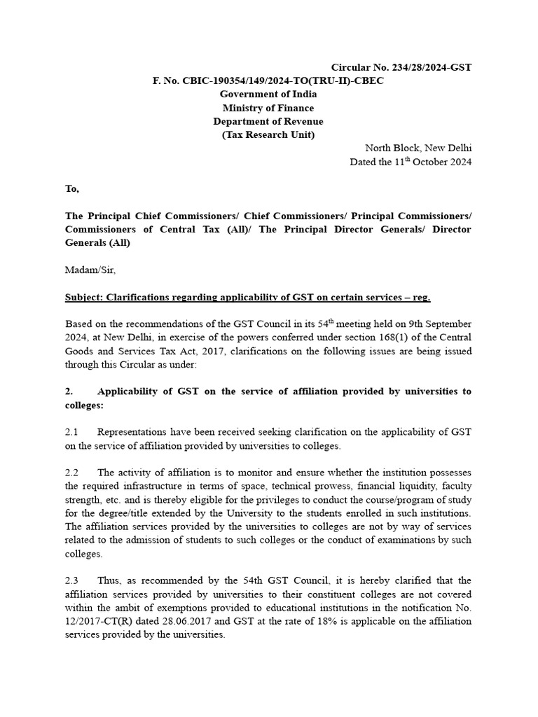 Cir CGST 234 2024 | PDF