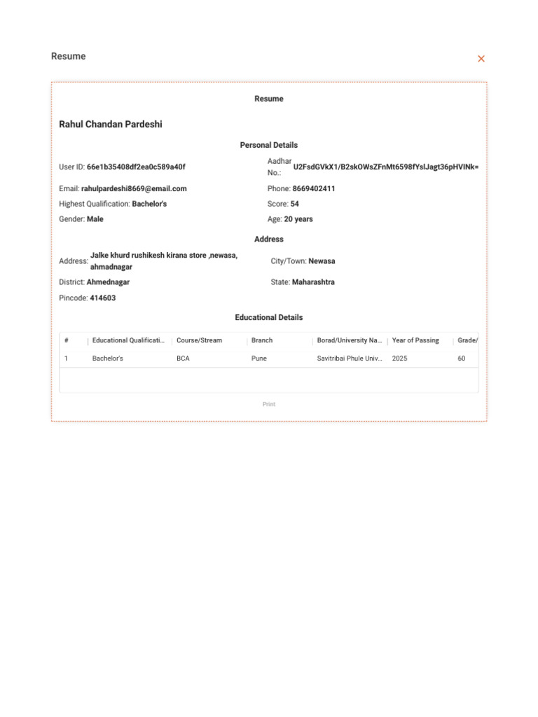 Rahul Chandan Pardeshi: Resume | PDF