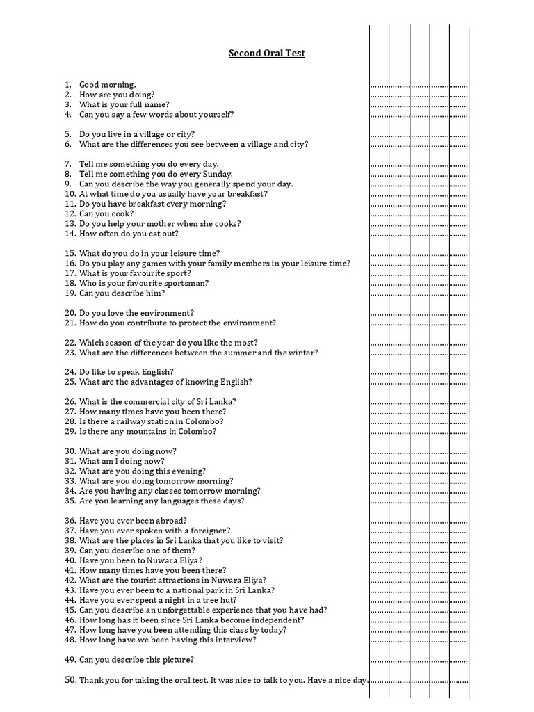 Second Oral Test | PDF
