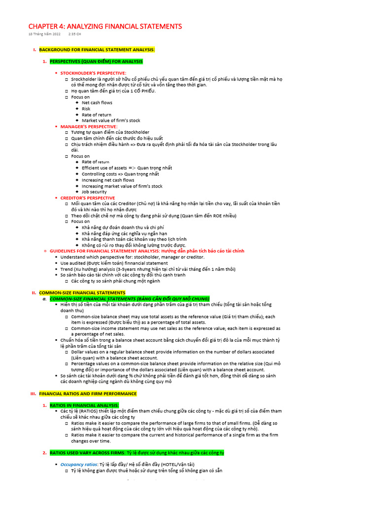 Chapter 4 Analyzing Financial Statements | PDF