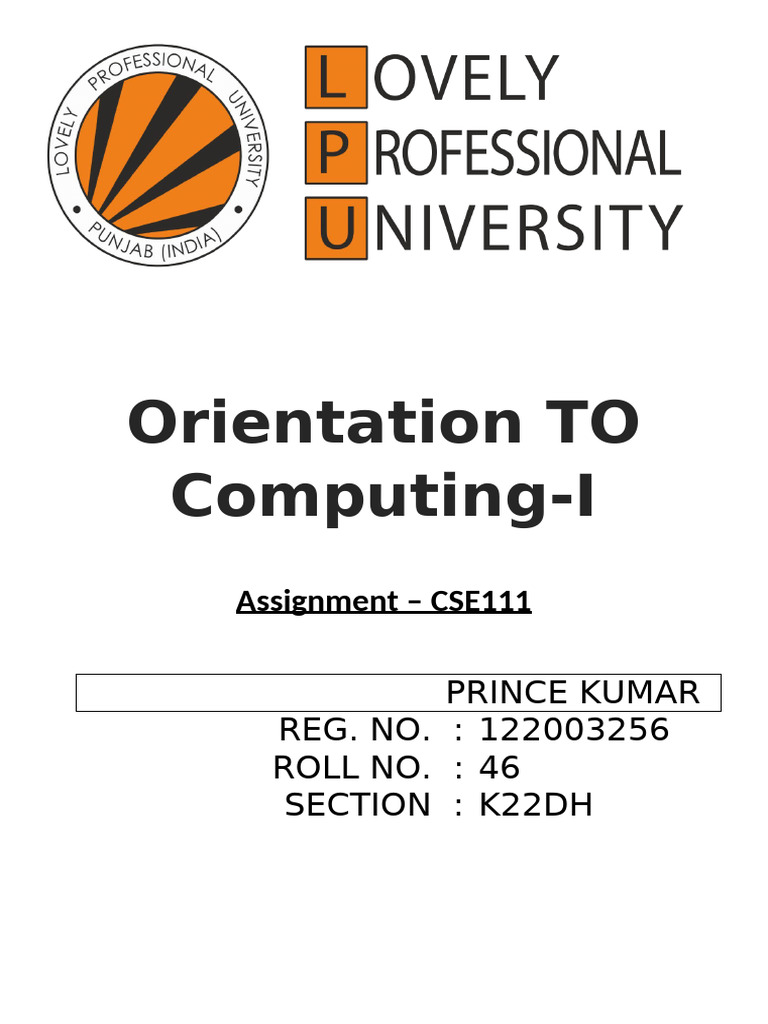 Cse111 Assignment Prince Kumar | PDF | Computers