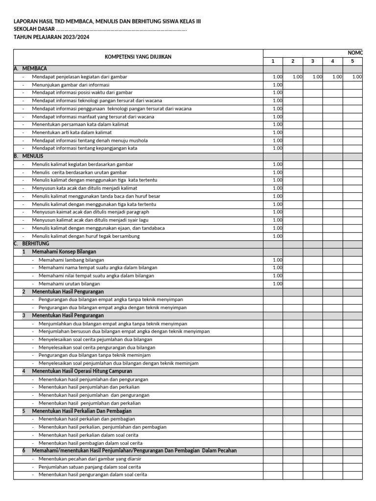 Rekap Nilai TKD 2024 | PDF