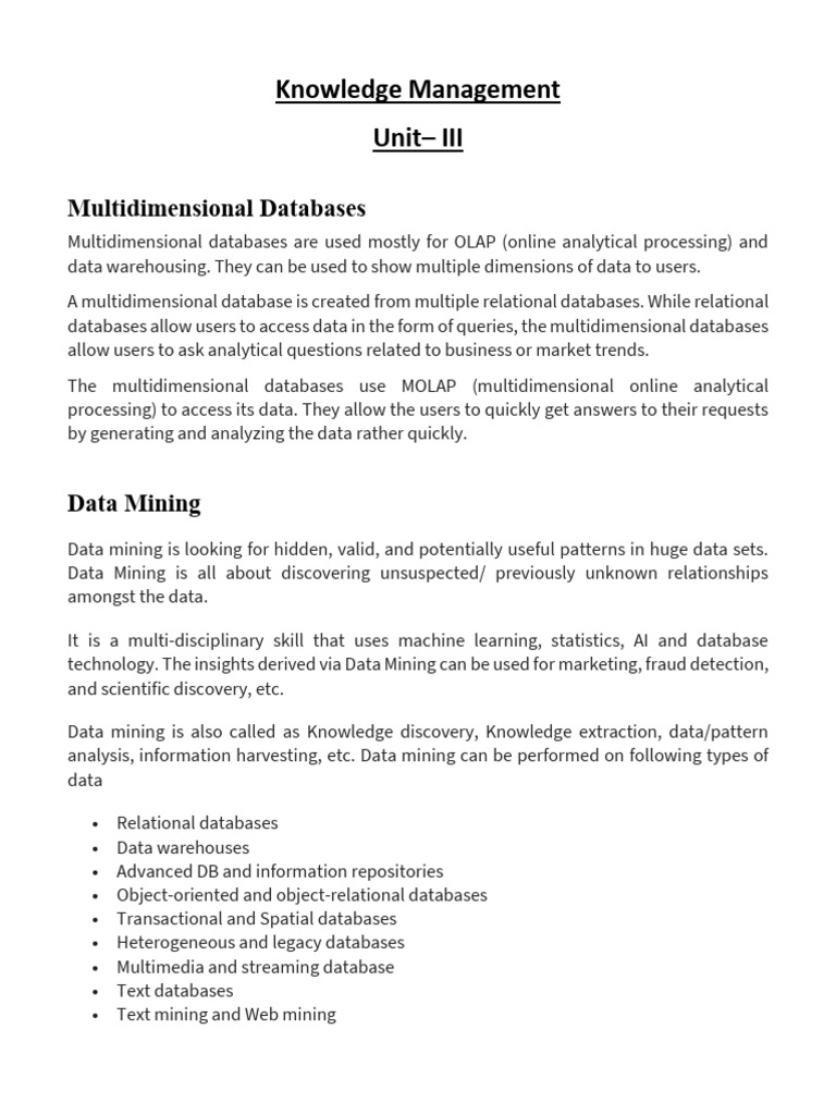 KnowledgeManagementBCA5001Unit III | PDF