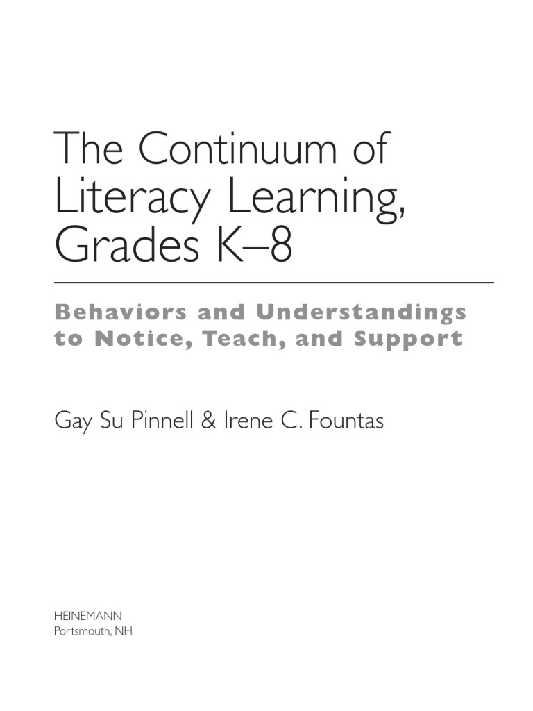 The Continuum of Literacy Learning Grade | PDF