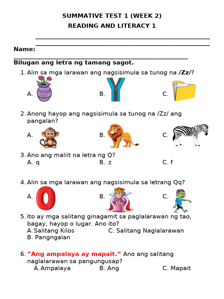 Salitang Naglalarawan para sa Baitang 1 | PDF | Language Arts & Discipline