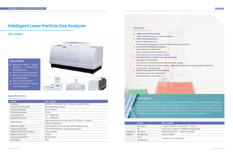 Particle Size Analyzer PSA-LA2000 ex. Infitek | PDF