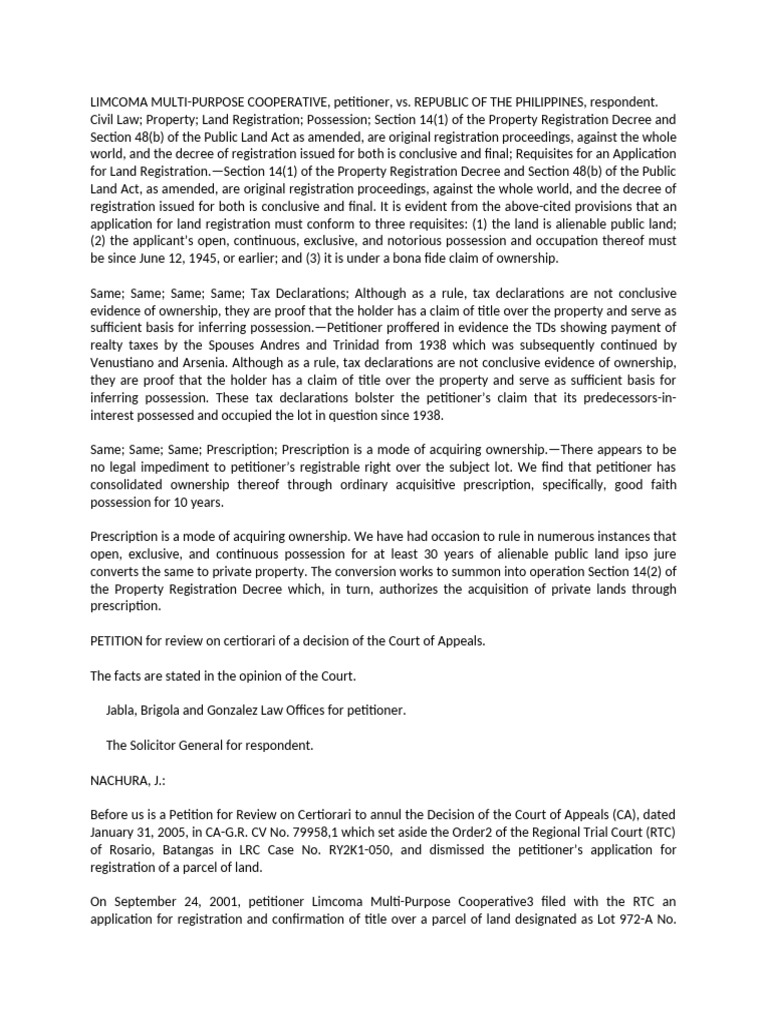 LIMCOMA MULTI vs. Republic - Tacking | PDF