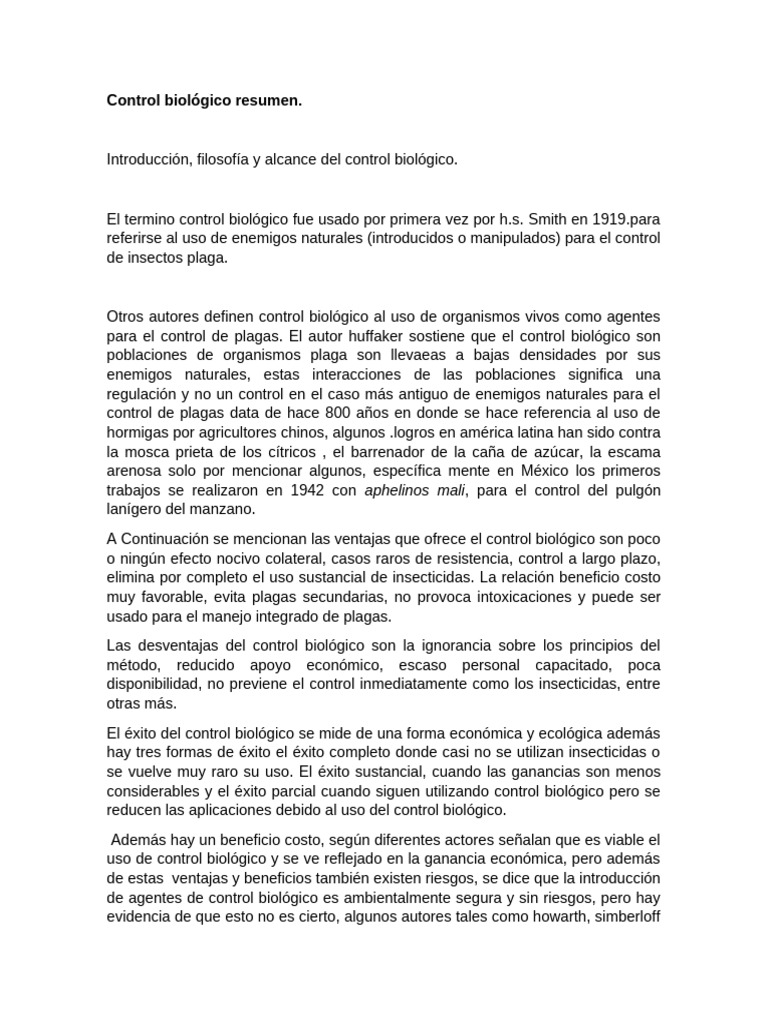 CONTROL BIOLOGICO RESUMEN | PDF