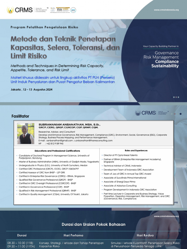 240828-PLN UIP3B-IHT-Kapasitas Selera Toleransi Dan Limit Risiko-SA ...