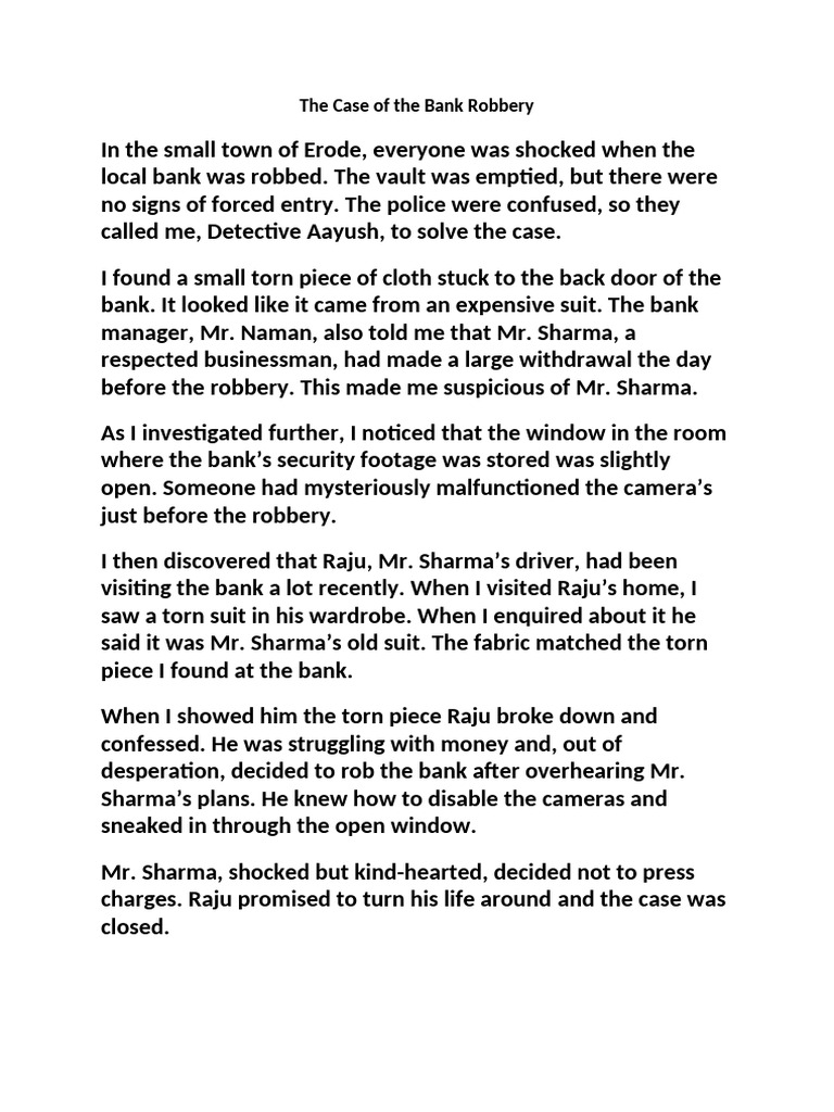 The Case of the Bank Robbery | PDF