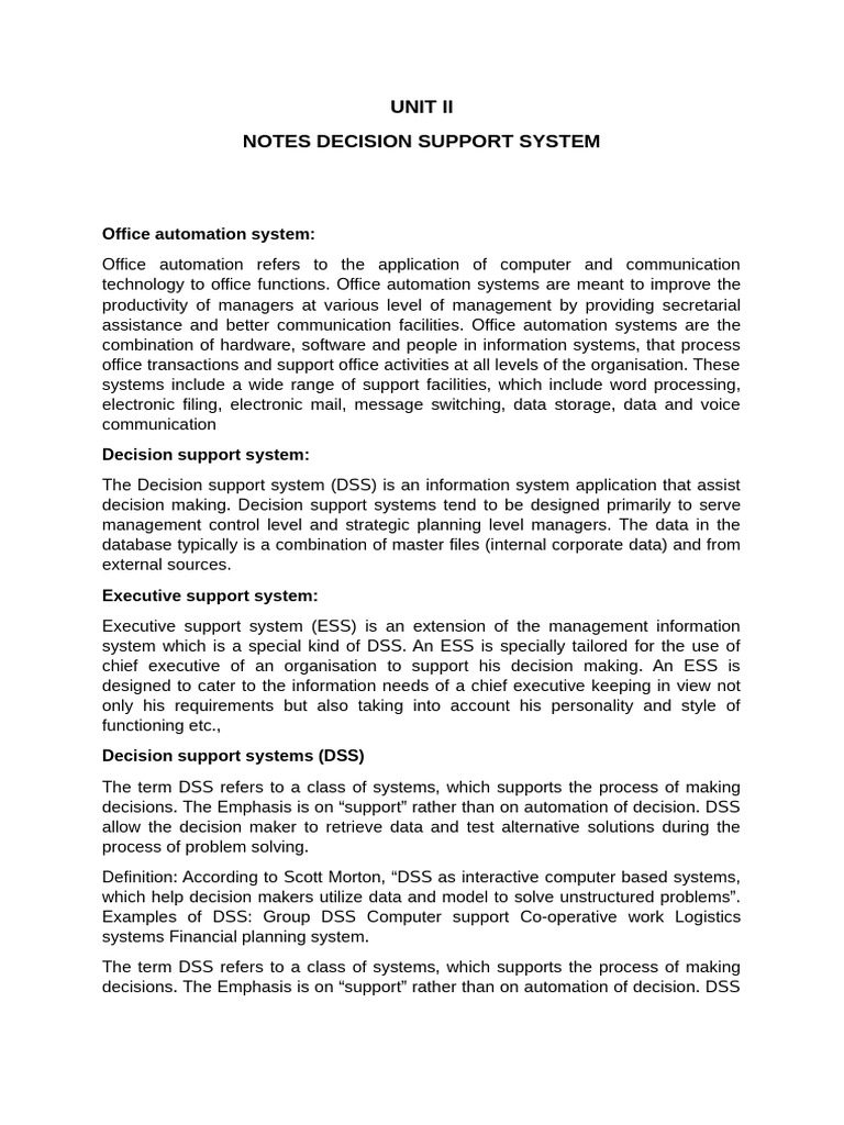 Presentation 4 Dss Notes Pdf