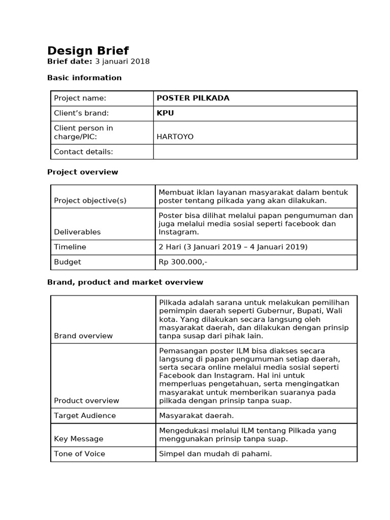 Design Brief CONTOH | PDF