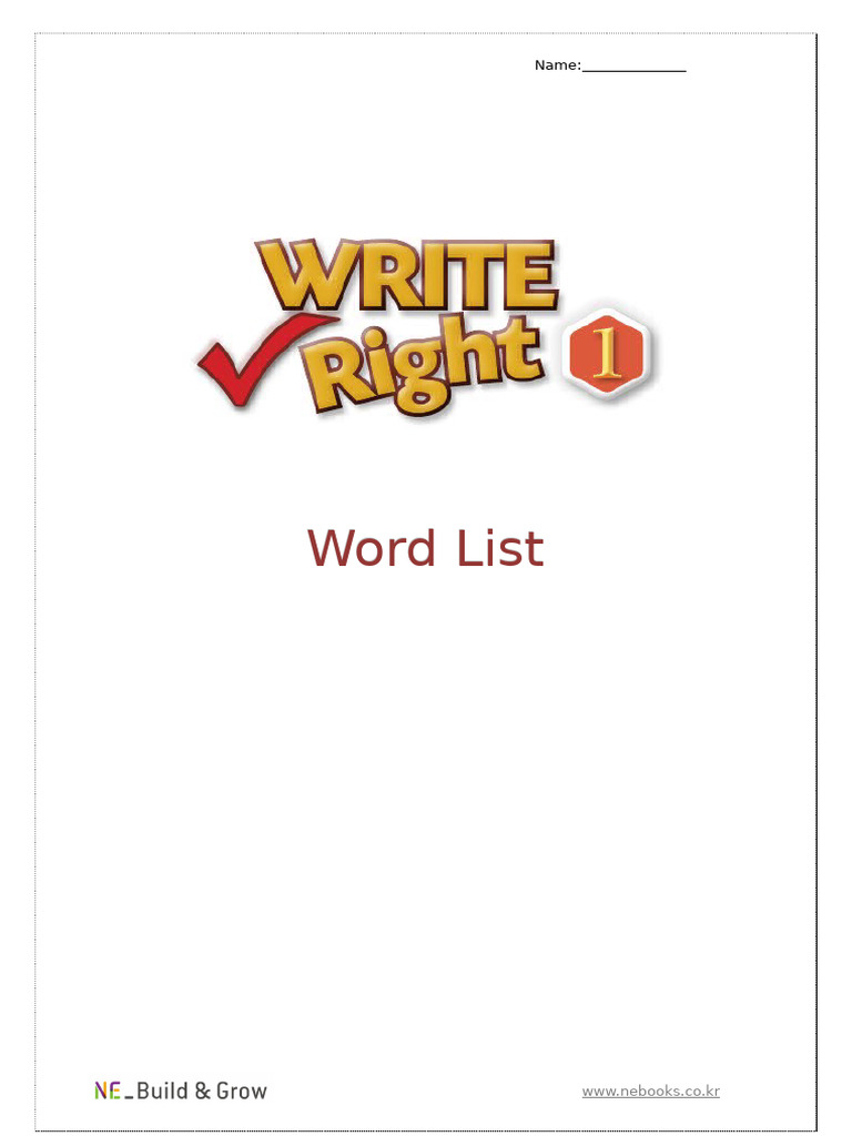 Write Right 1 - Word Lists | PDF