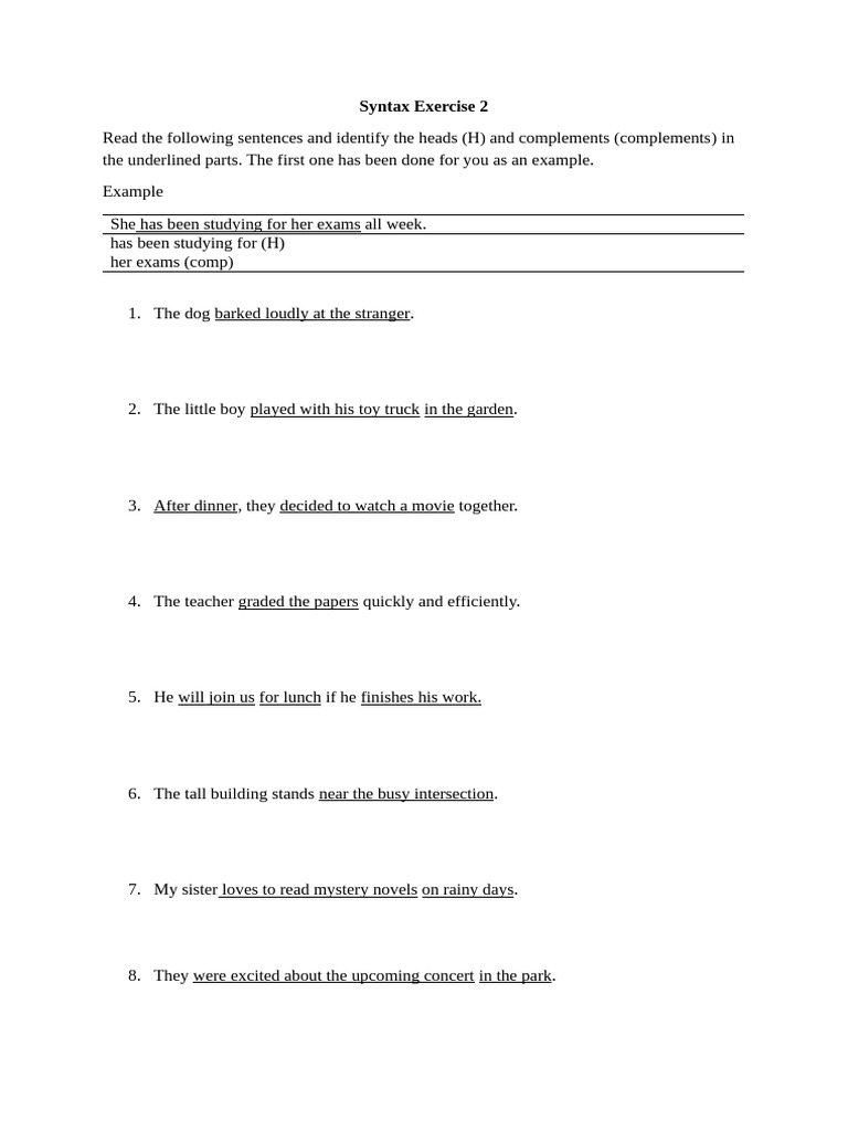 Syntax Exercise 2 | PDF