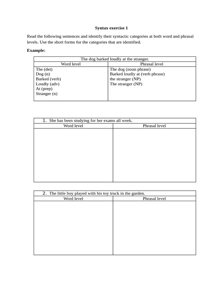 Syntax Exercise 1 | PDF