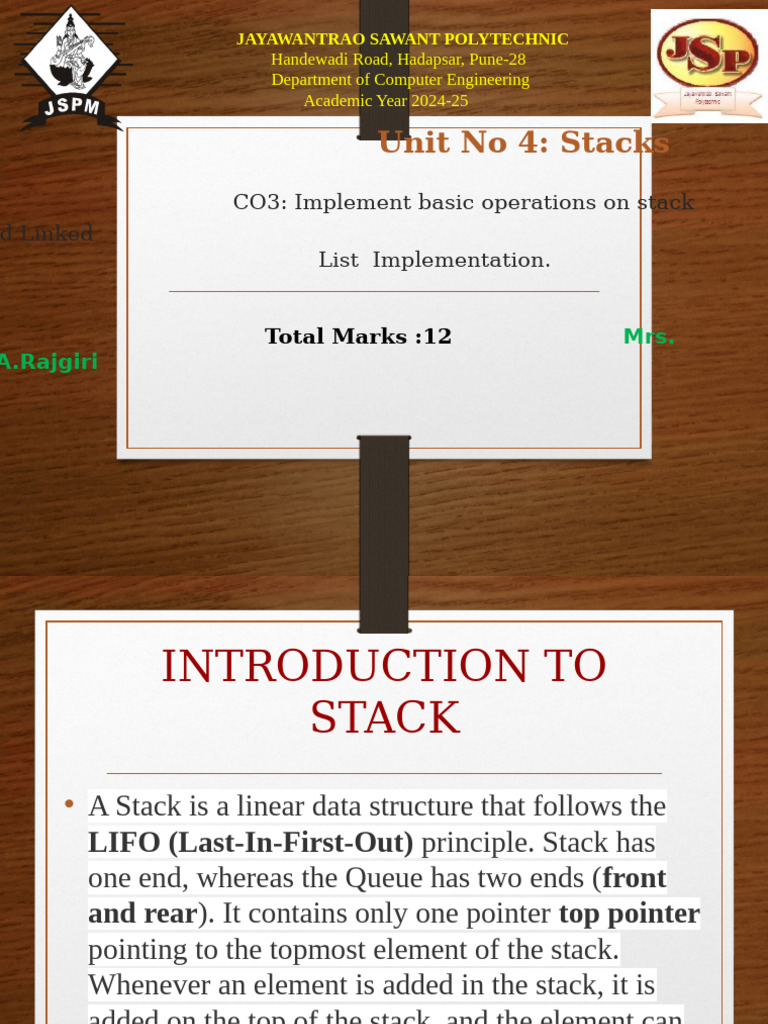 Unit - 4 Stack | PDF