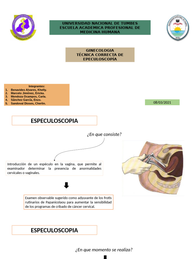 Tecnica Correcta de Especuloscopía | PDF | Vagina | Salud y bienestar