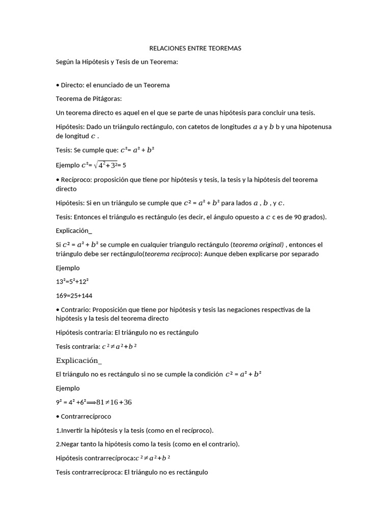 Relaciones Entre Teoremas | PDF