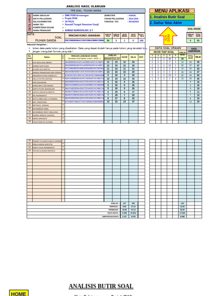 Koreksi Dan Analisis STS 10-TKJ | PDF