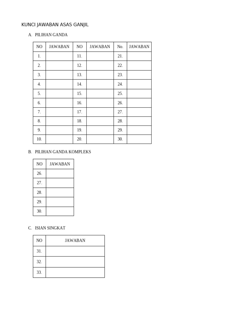 Format Kunci Asas Ganjil | PDF