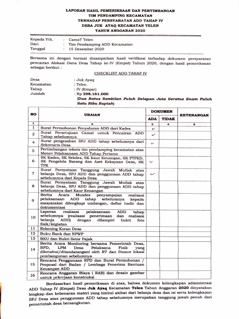 Checklist Kec. | PDF