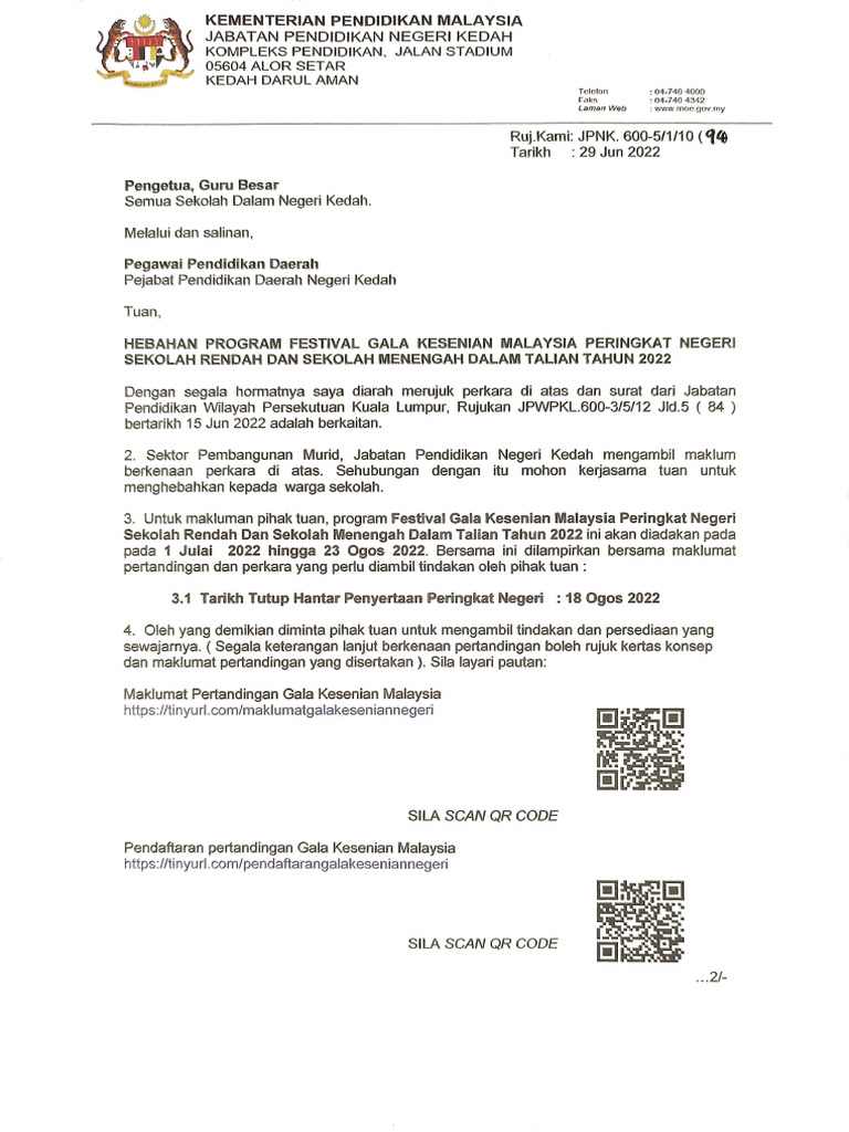 1 Hebahan Program Festival Gala Kesenian Malaysia Peringkat Negeri | PDF
