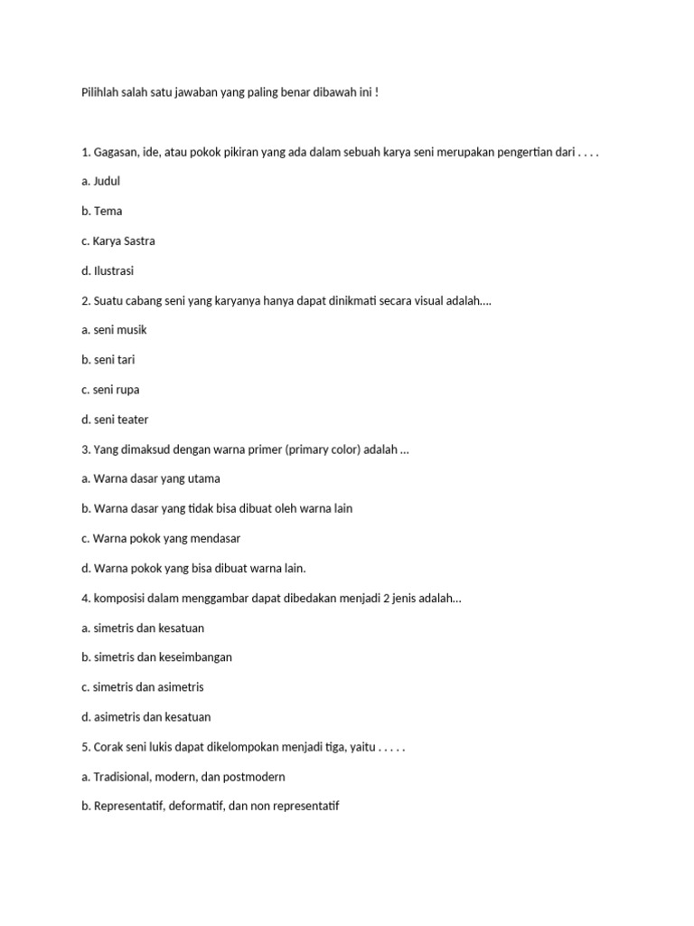 Soal SBK Kelas 9 | PDF