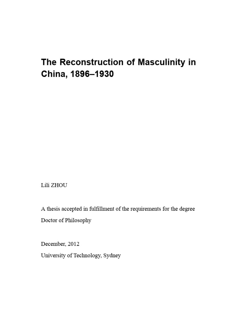 The Reconstruction of Masculinity in China 1896–1930 | PDF