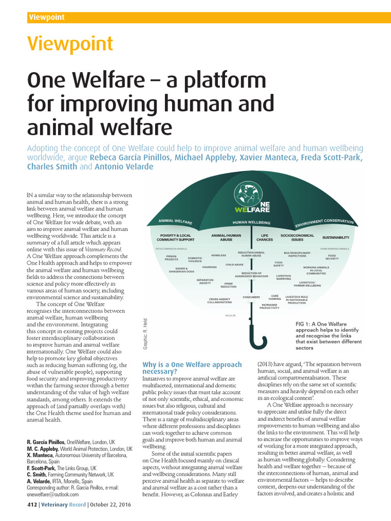 Lectura 1. One Welfare. A Platform For Improving Human and Animal Welfare | PDF