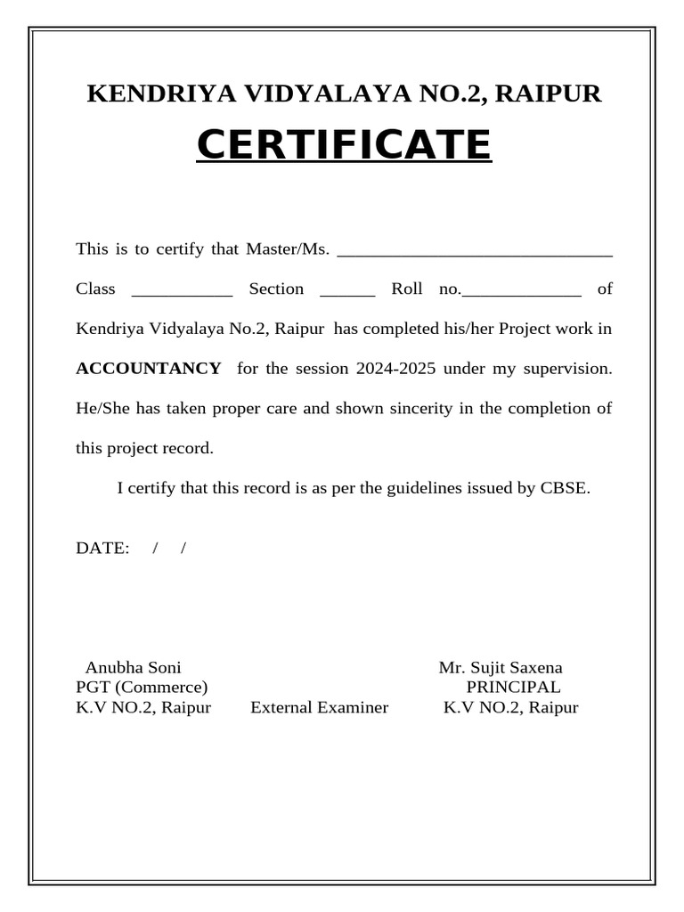 Certificate for Final Practical Work | PDF