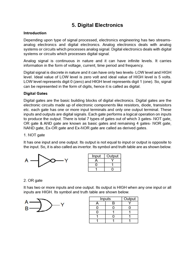BOES Unit 5 - Digital Electronics - Gates | PDF