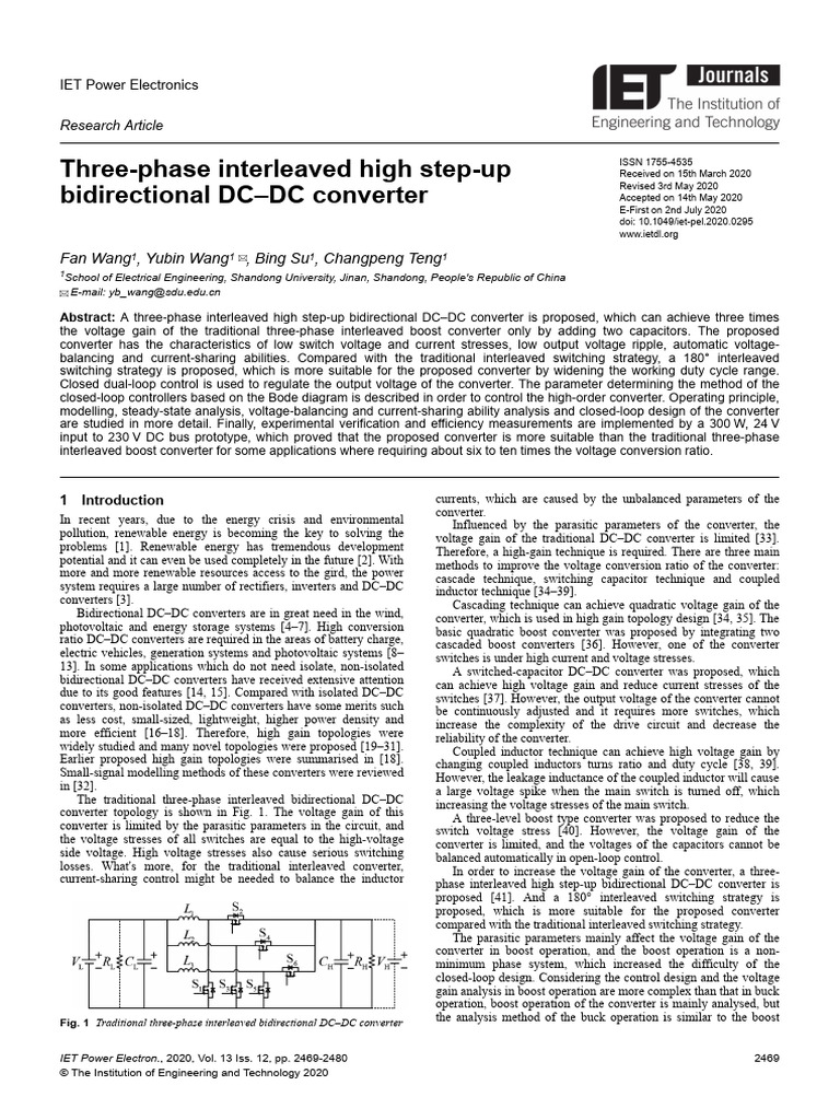 IET Power Electronics - 2020 - Wang - Three Phase Interleaved High Step Up Bidirectional DC ...