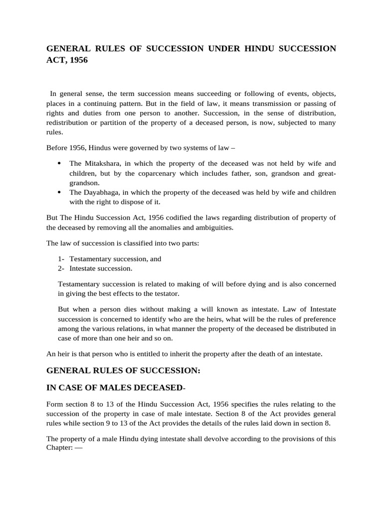 Hindu Succession Act, 1956 | PDF