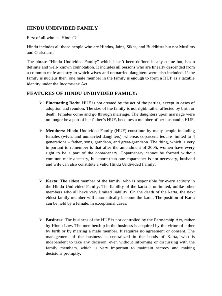 Hindu Undivided Family | PDF