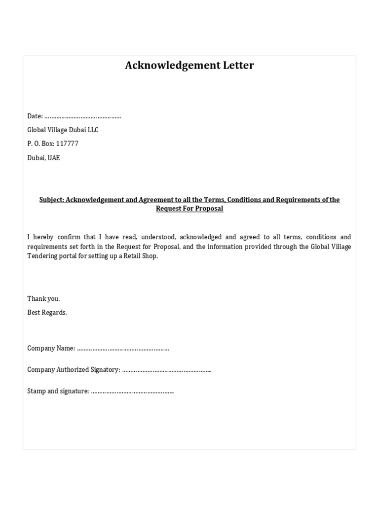 Appendix E - Acknowledgement Letter | PDF