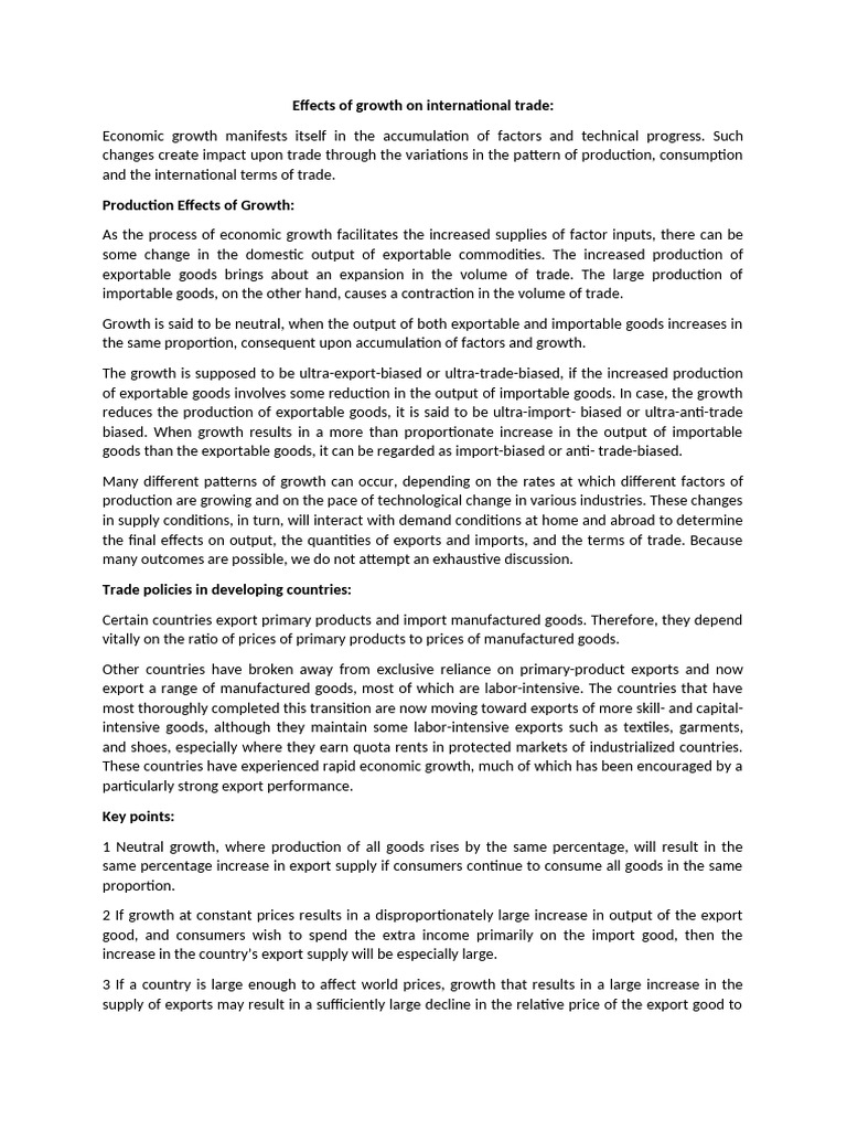 Effects of growth on international trade | PDF