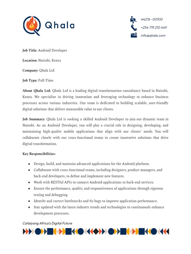 JD- Android Developer.docx | PDF