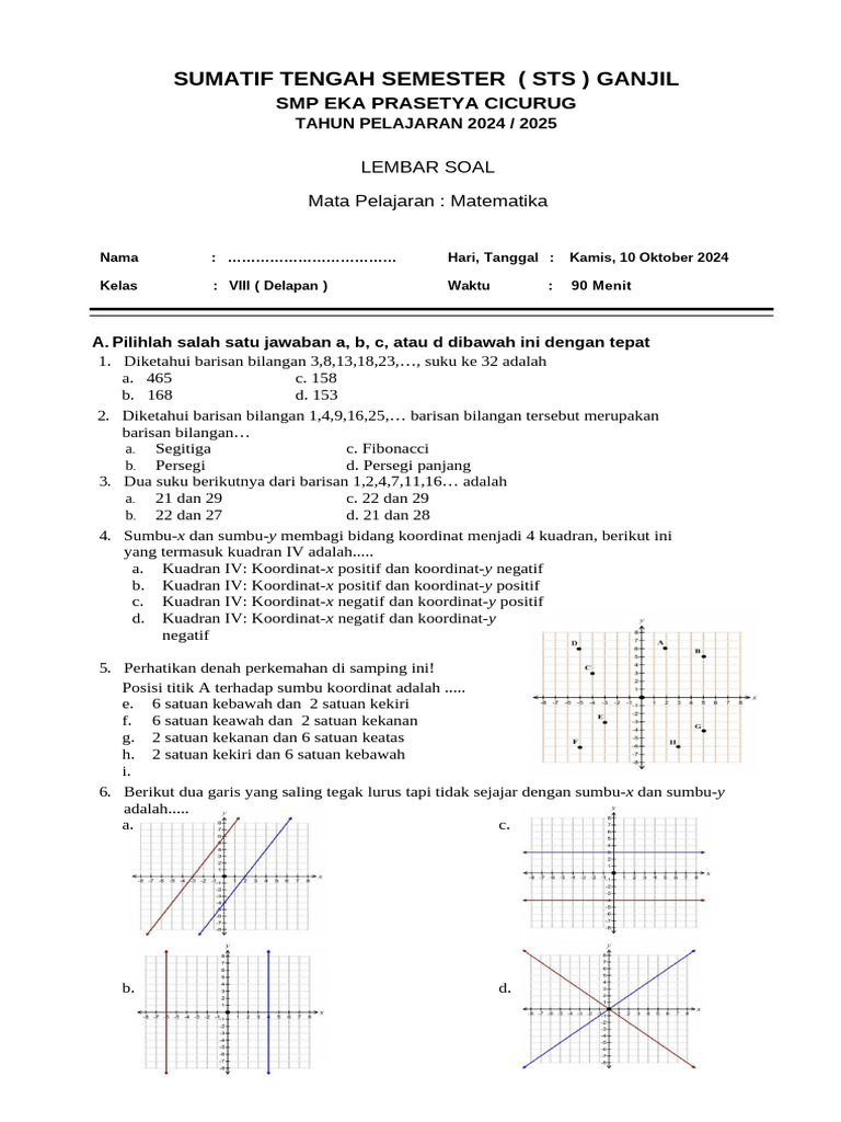 Soal MTK Kelas 8 | PDF