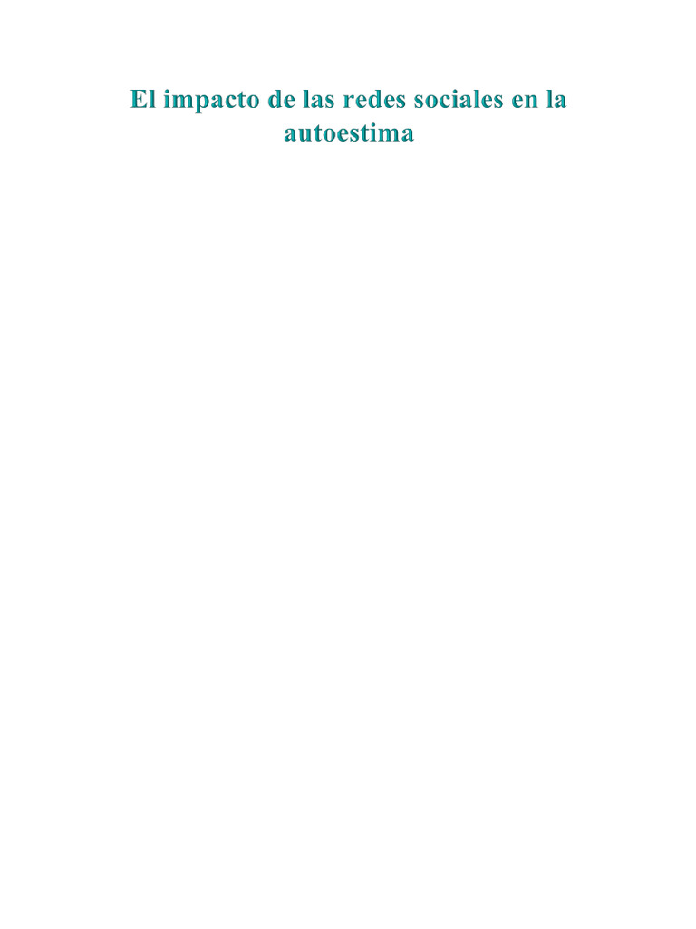 El Impacto de Las Redes Sociales en La Autoestima | PDF