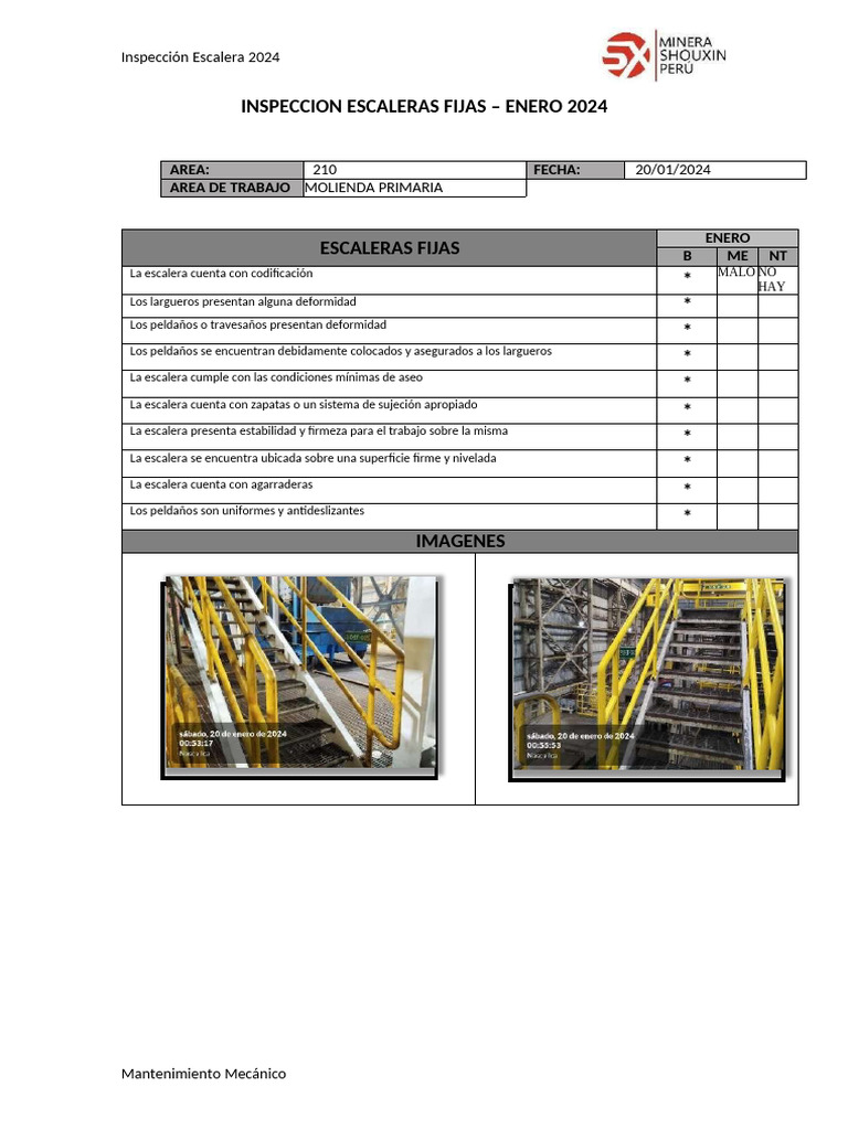 Inspeccion Escaleras Fijas 2024 | PDF